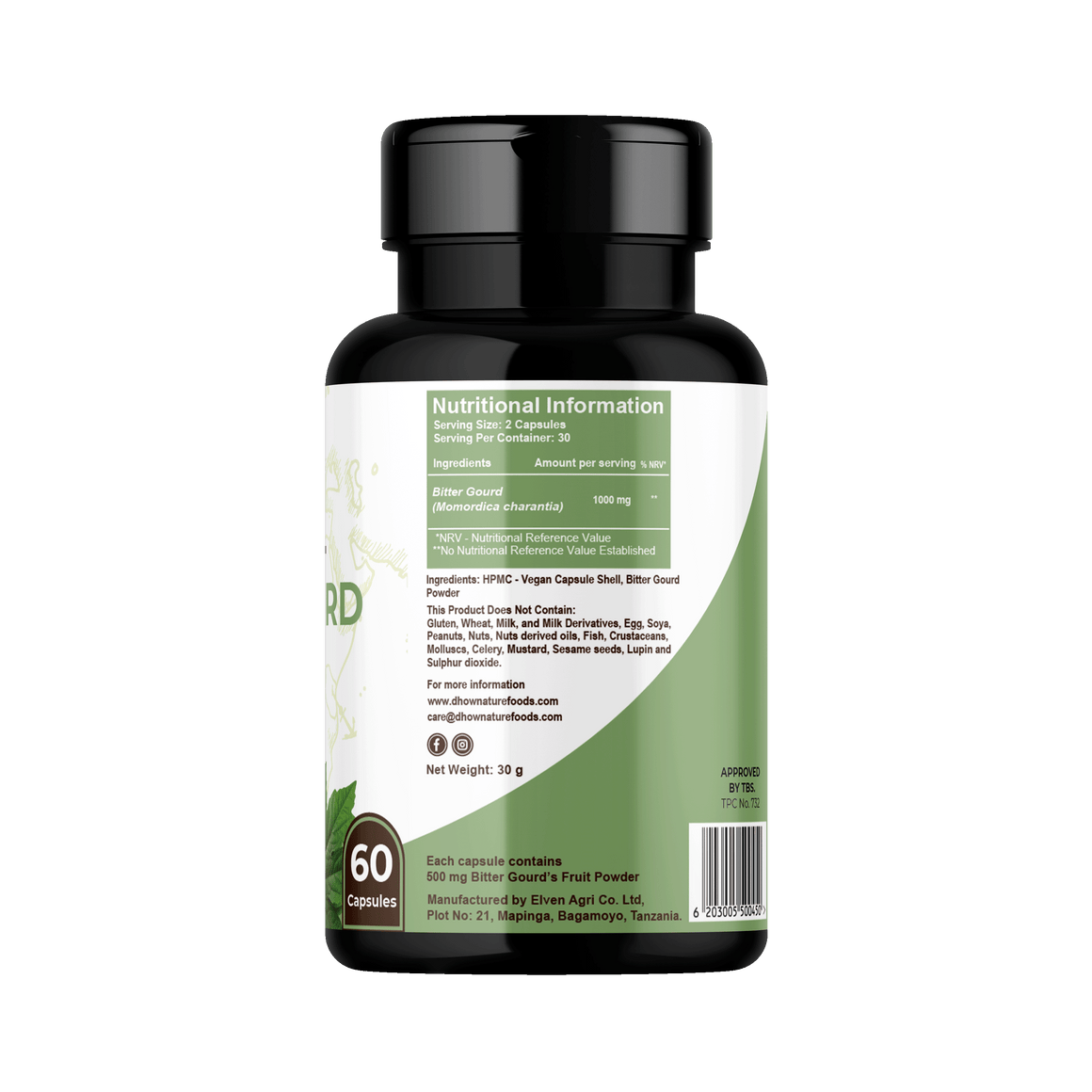 Bitter Gourd Capsule 500 mg (Momordica charantia) – Dhow Nature Foods (TZ)