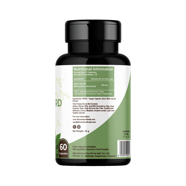 Bitter Gourd Capsule 500 mg (Momordica charantia) – Dhow Nature Foods (TZ)